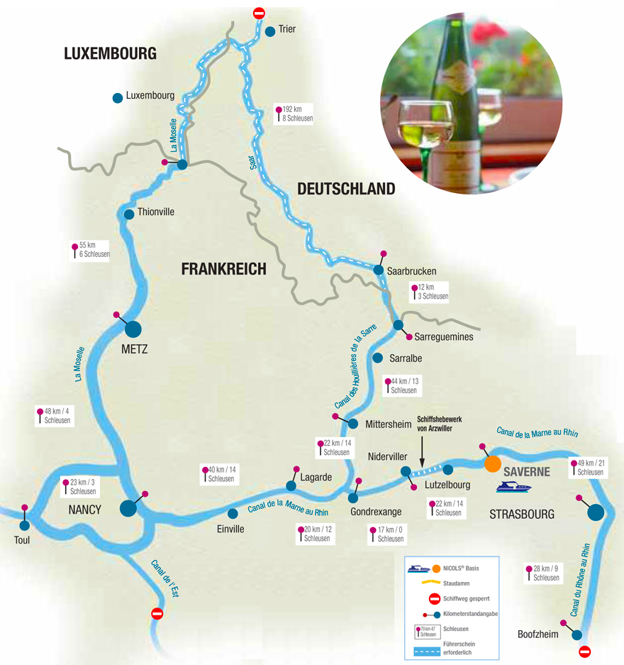 Frankreich: Nicols Hausboote ab Saverne, Elsass